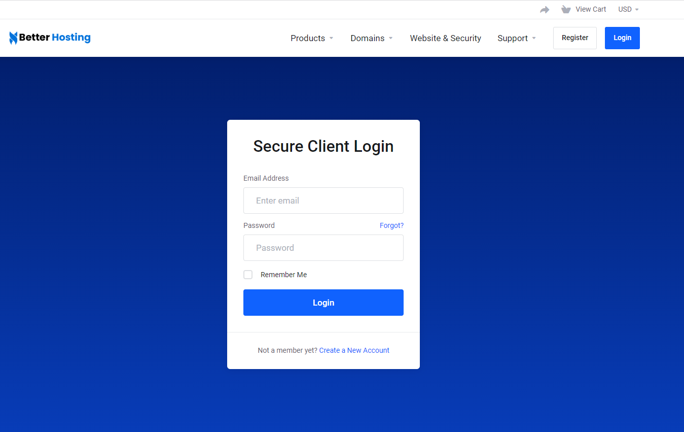 Client Login - BetterHosting